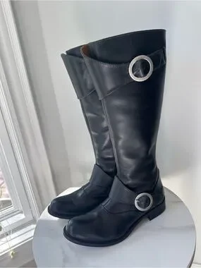 John Fluevog | Shoes | John Fluevog Heidi Black Leather Kneehigh Buckle ...
